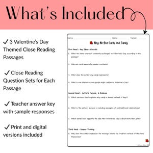Valentine’s Day Reading Comprehension Passages | Close Reading ...