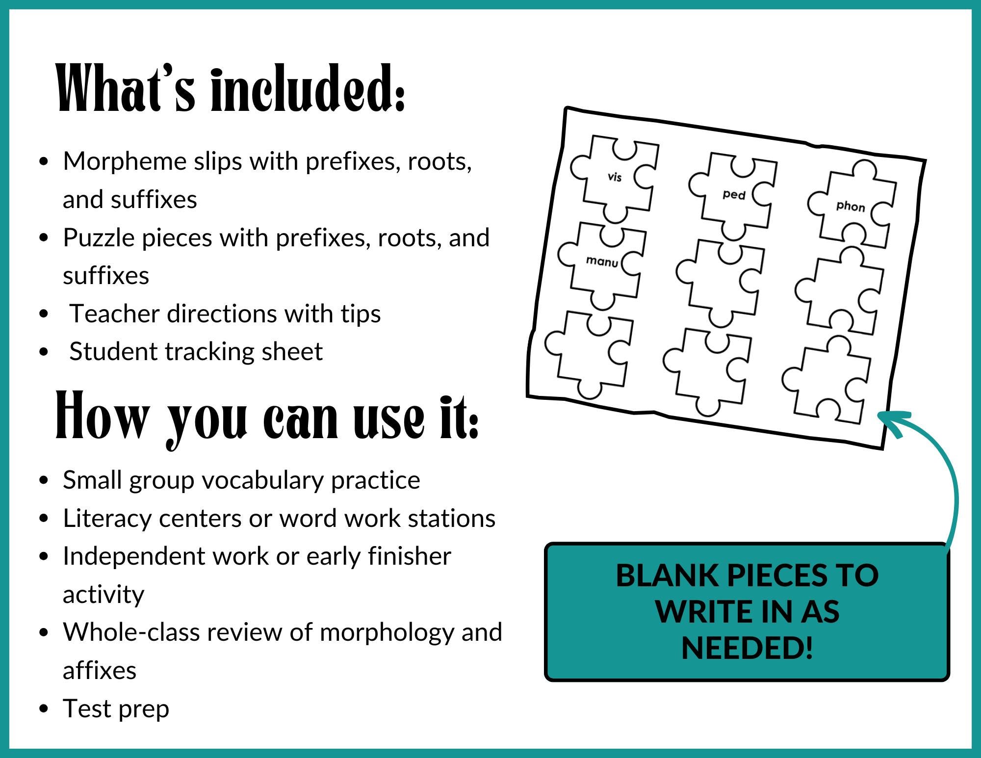 Morphology Word Building Activity | Prefix Root Suffix Vocabulary Game ...