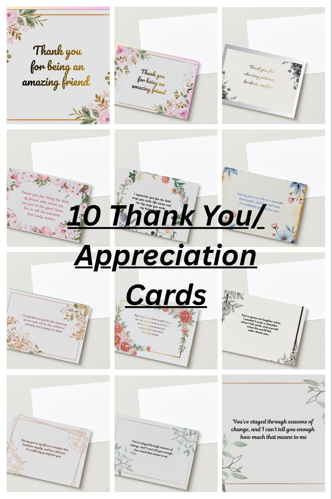 10 Digital Thank You & Appreciation Cards | A6 Landscape Printable ...