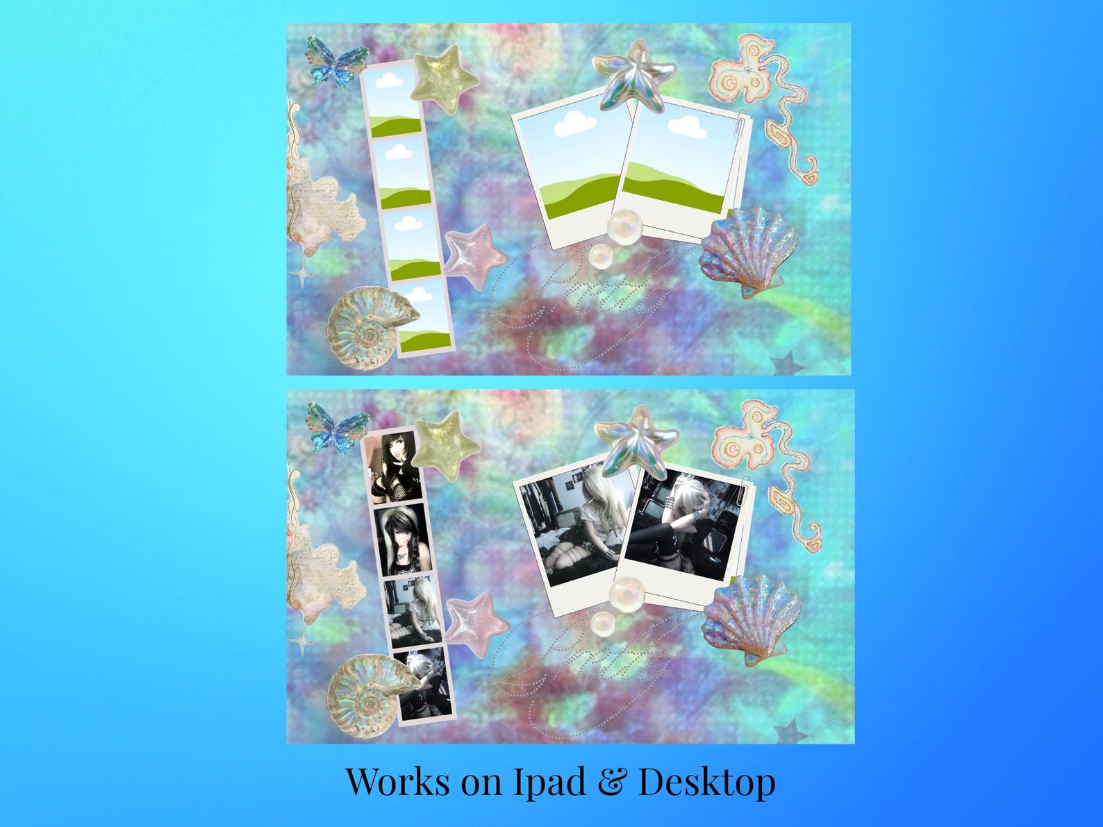 Y2K Mermaidcore Collage Canva Background – Editable Template - Etsy
