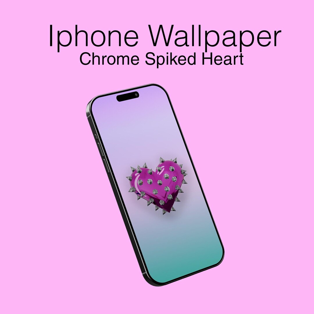 Spiked Heart iPhone Wallpaper | Pink Y2K Lock Screen (digital Download ...