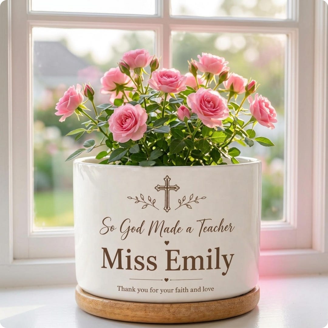 Personalized Christian Teacher Plant Pot, so God Made a Teacher Gift ...