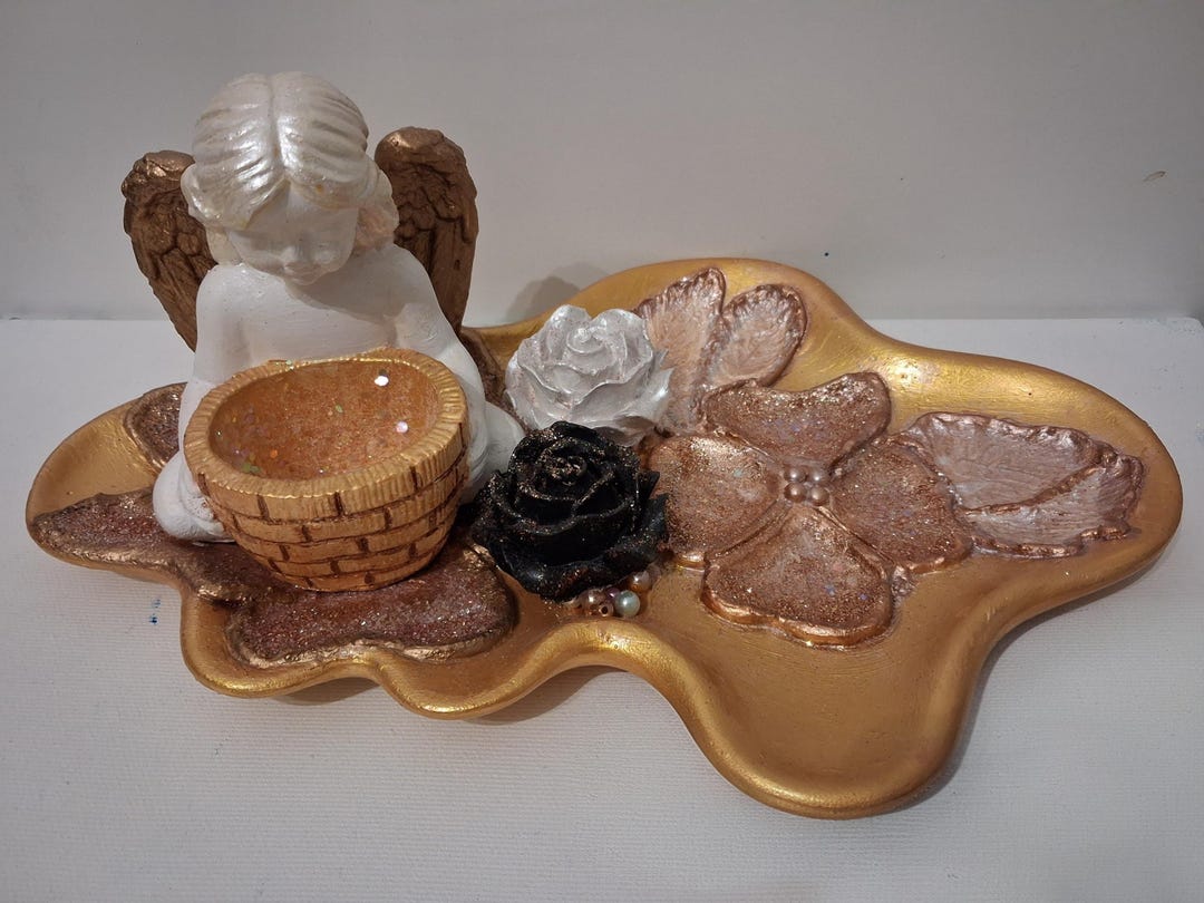 Golden Tray With 3D Angel by Adasioart | Luxurious Decoration for a ...