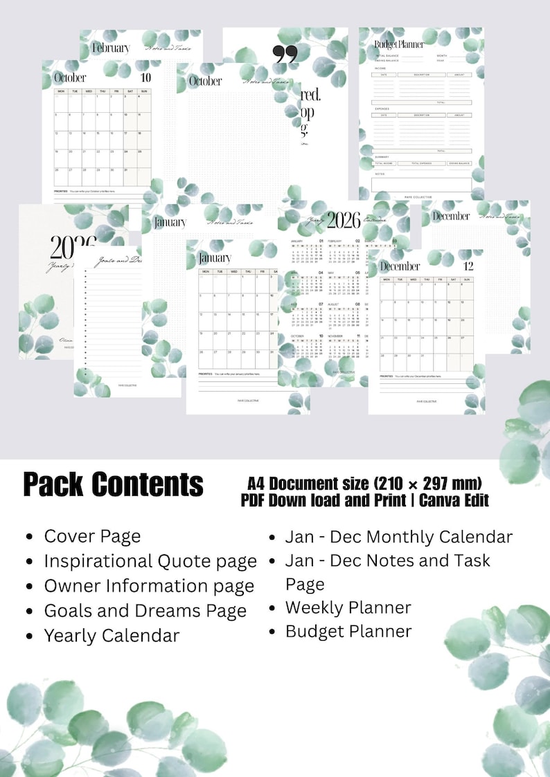Nature 29-page Planner Bundle, Weekly, Monthly, Goal & Budget (PDF ...