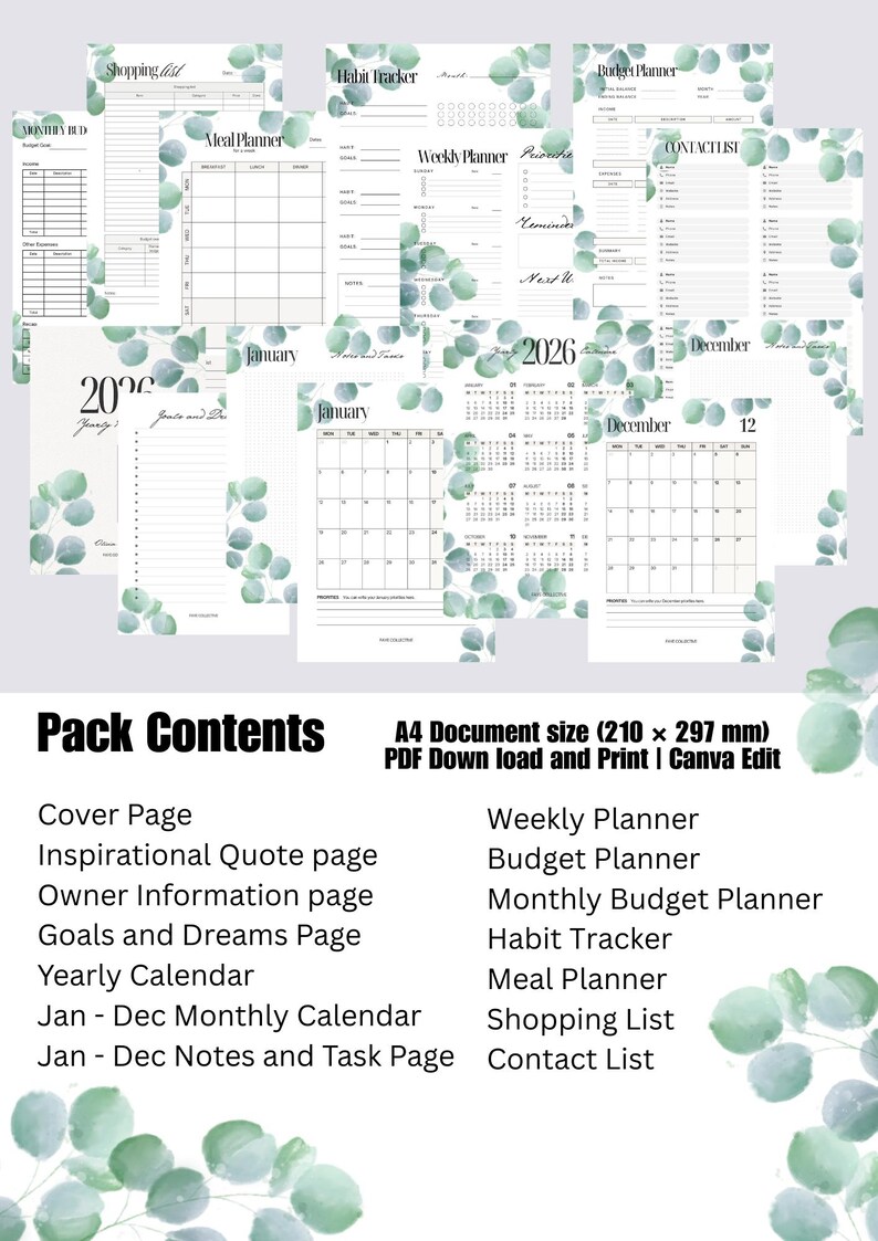 Undated Digital Planner Bundle, Weekly, Monthly, Yearly, Budget, Habit ...