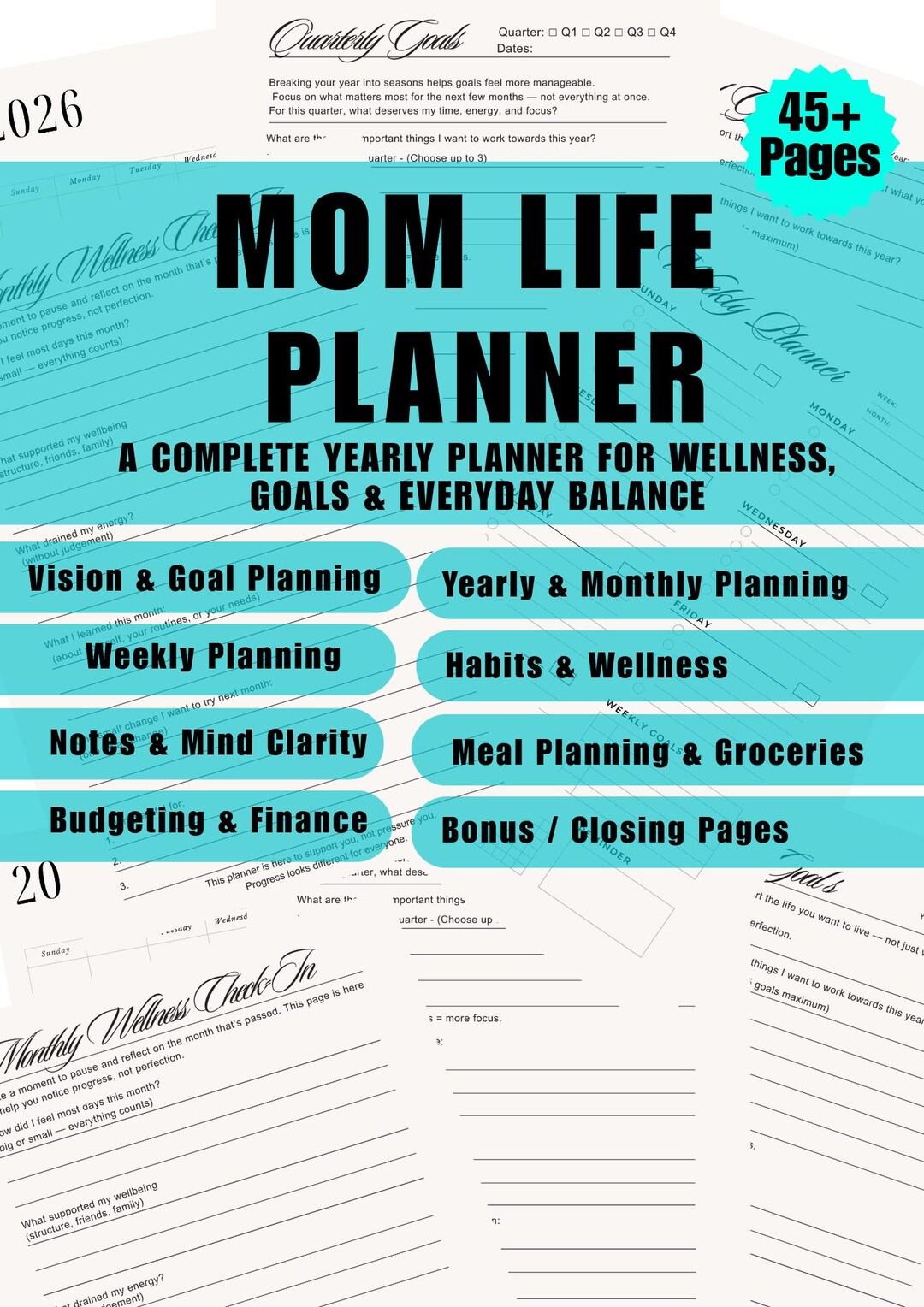 Busy Mom Life Planner | Family, Meals, Weekly Planning (digital ...