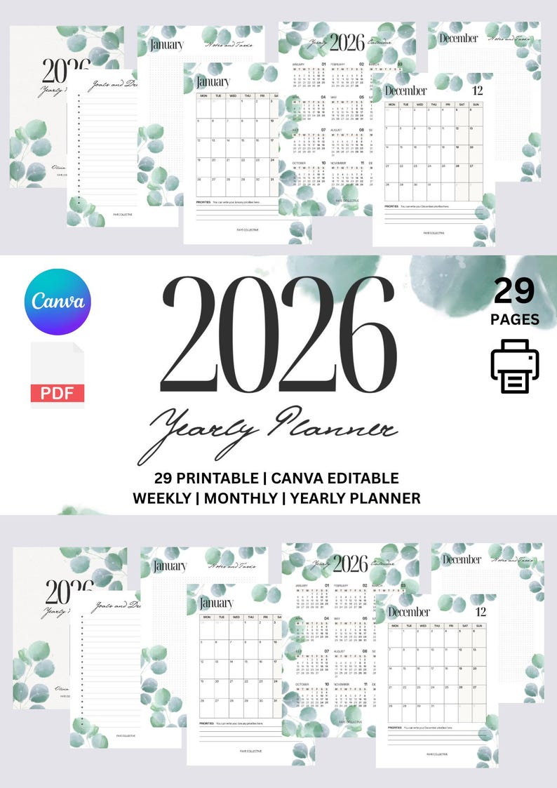 Nature 29-page Planner Bundle, Weekly, Monthly, Goal & Budget (PDF ...