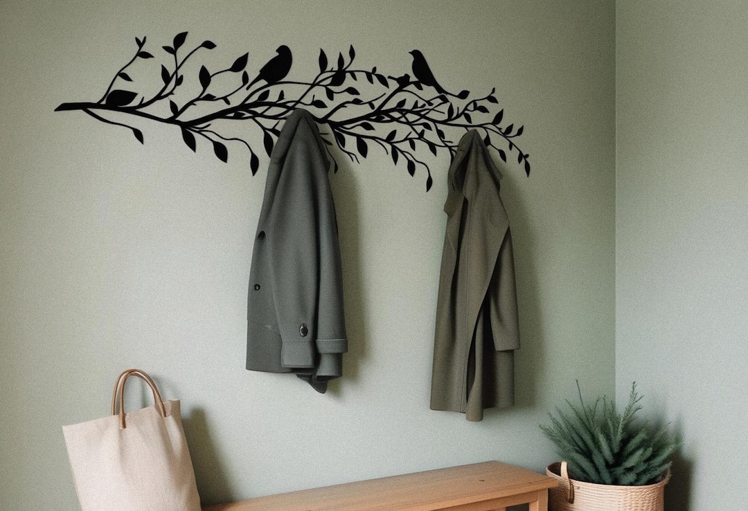 Extra Large Coat Rack Branch, Modern Farmhouse Wall Hanger for Entryway ...