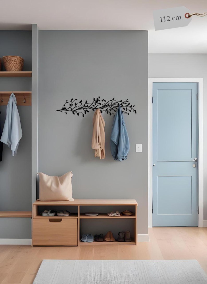 Extra Large Coat Rack Wall Mount Branch, Black Wall Hanger Nature Lover ...