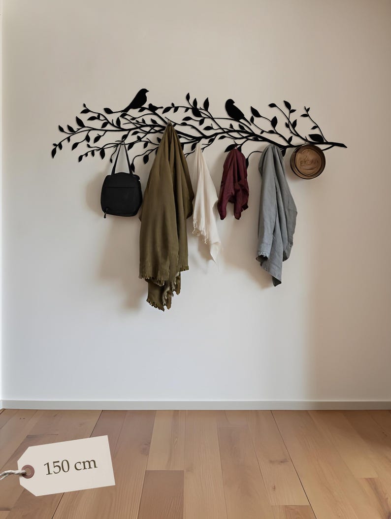 Extra Large Coat Rack Branch, Modern Farmhouse Wall Hanger for Entryway ...