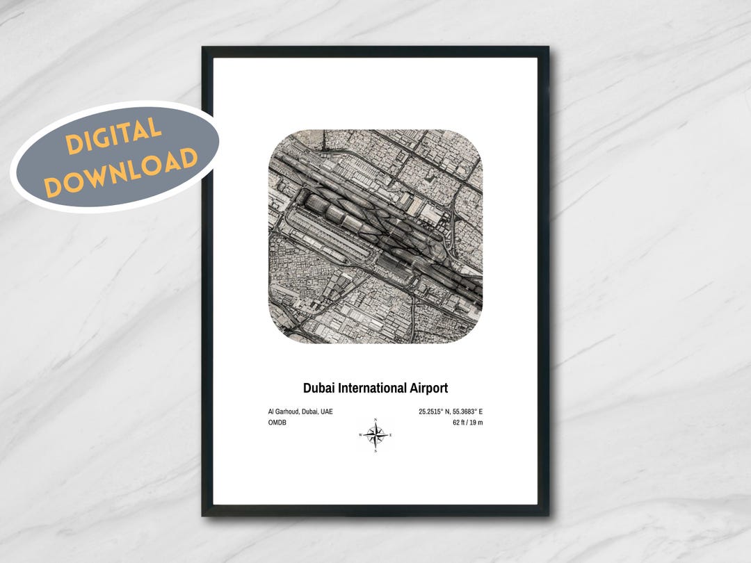 Dubai International Airport OMDB | Airport Diagram | Aviation Wall Art ...