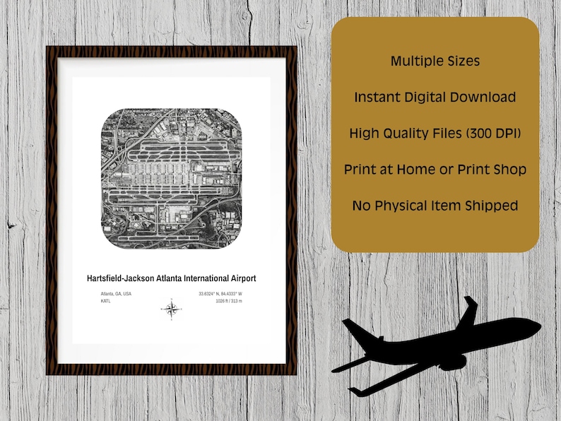 ATL Airport Map Print – Hartsfield-jackson Atlanta Aviation Art ...
