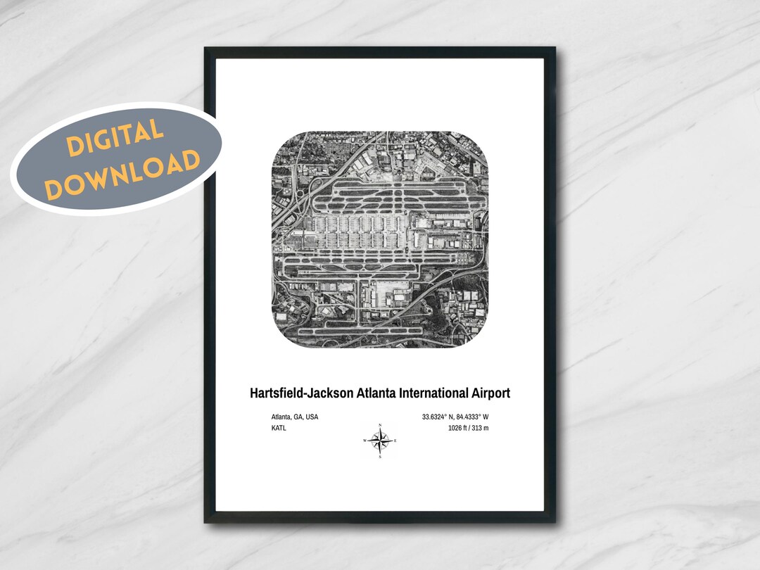 ATL Airport Map Print – Hartsfield-jackson Atlanta Aviation Art ...