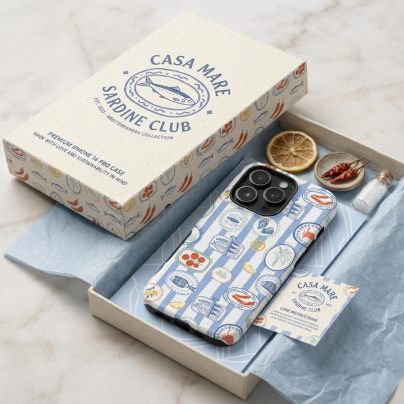 Mediterranean Summer Phone Case | iPhone & Samsung Sardine Tin, Seafood ...