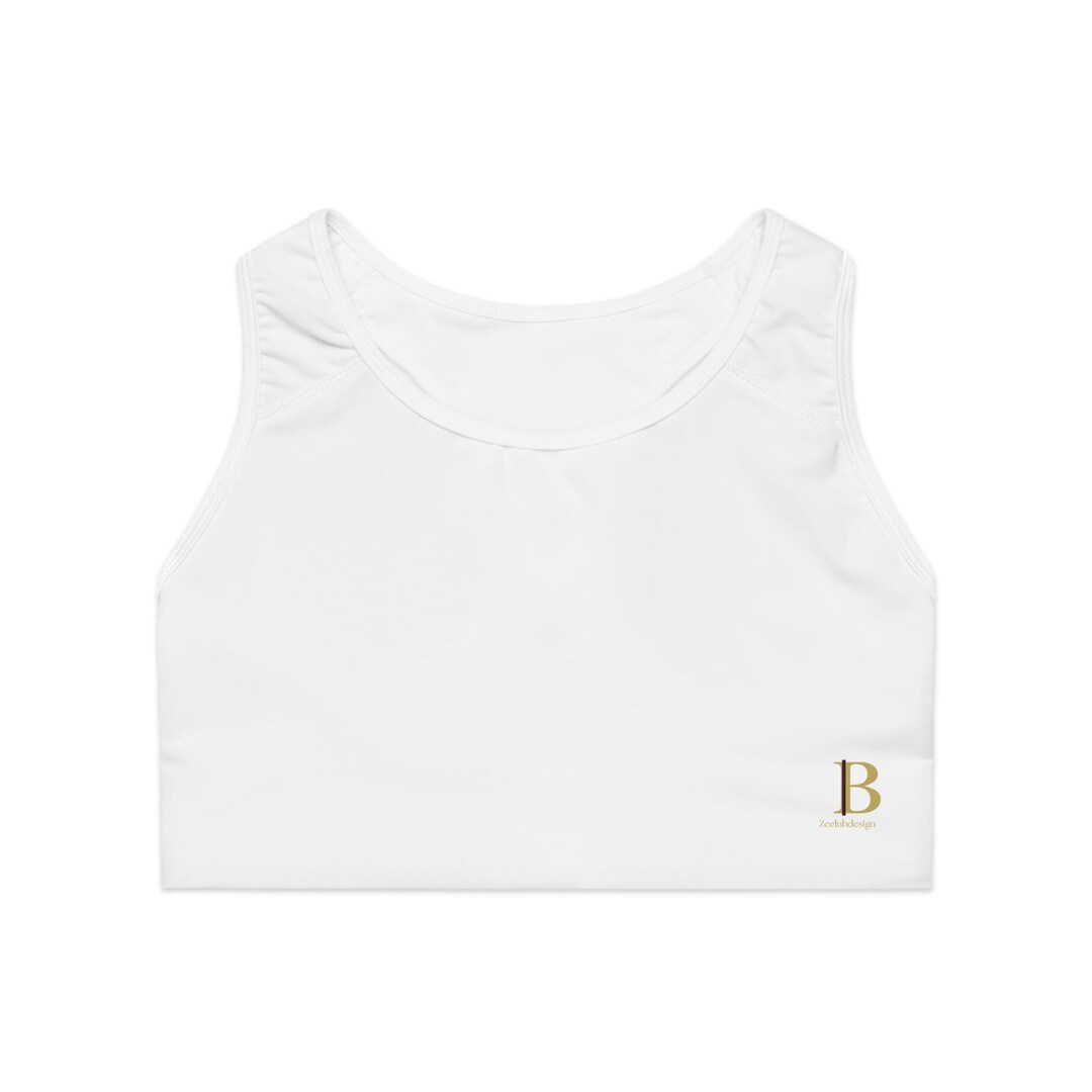 Minimal Monogram B Sports Bra | White, Subtle Logo - Etsy