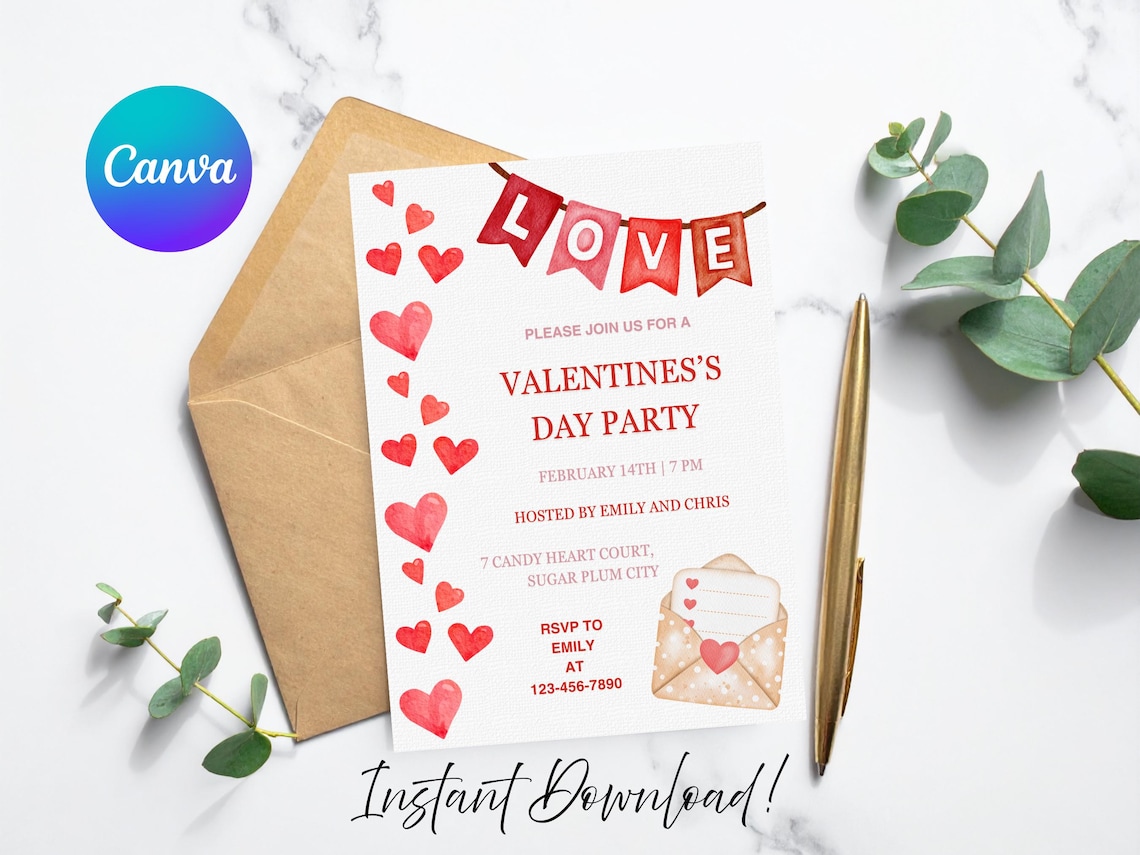 Valentine's Day Party Invitation | Printable Invite | Digital Download ...