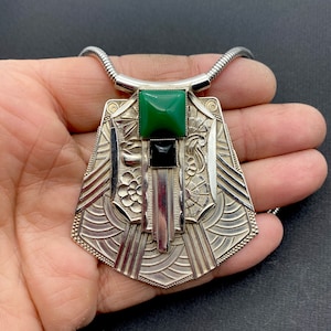 Machine Age Pendant With Vintage Glass - Etsy