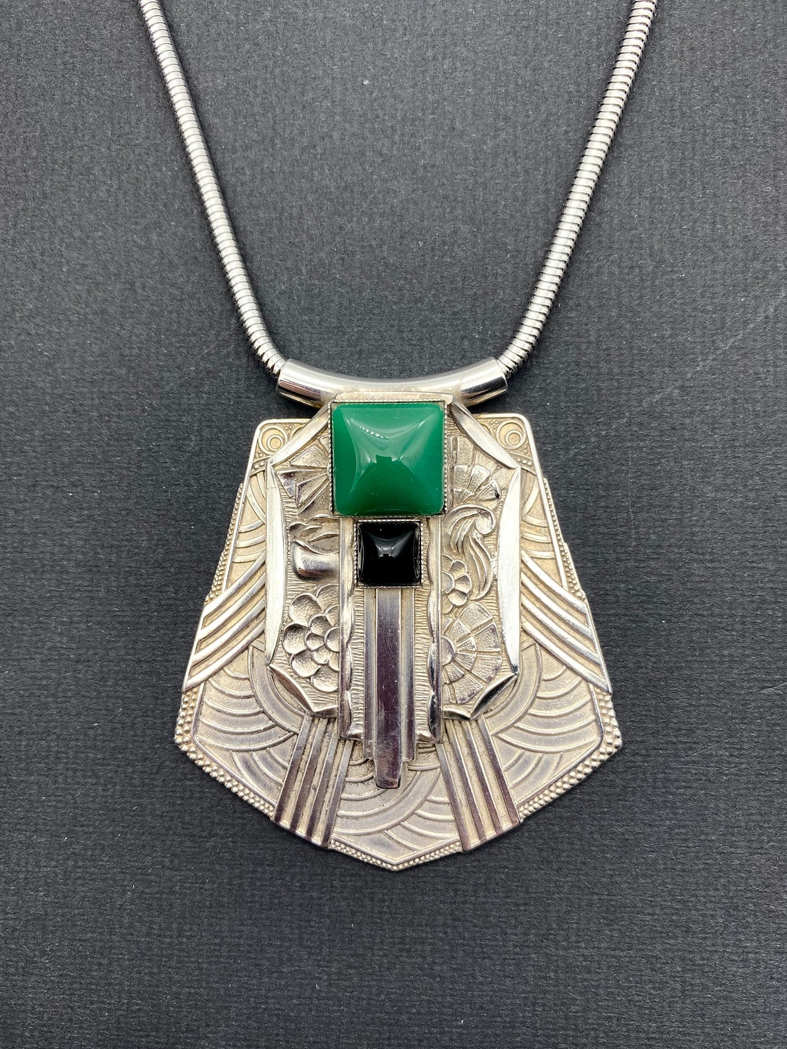 Machine Age Pendant With Vintage Glass - Etsy