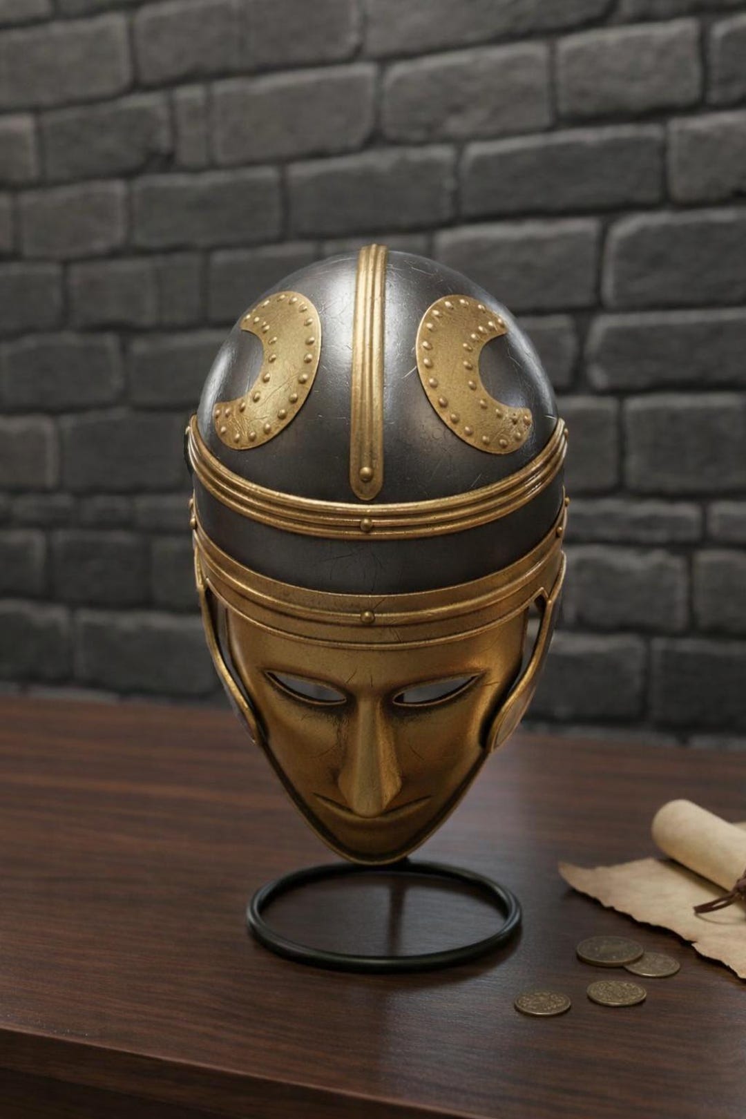 Antique Bronze Roman Face Helmet Replica, Classical Armor Display - Etsy
