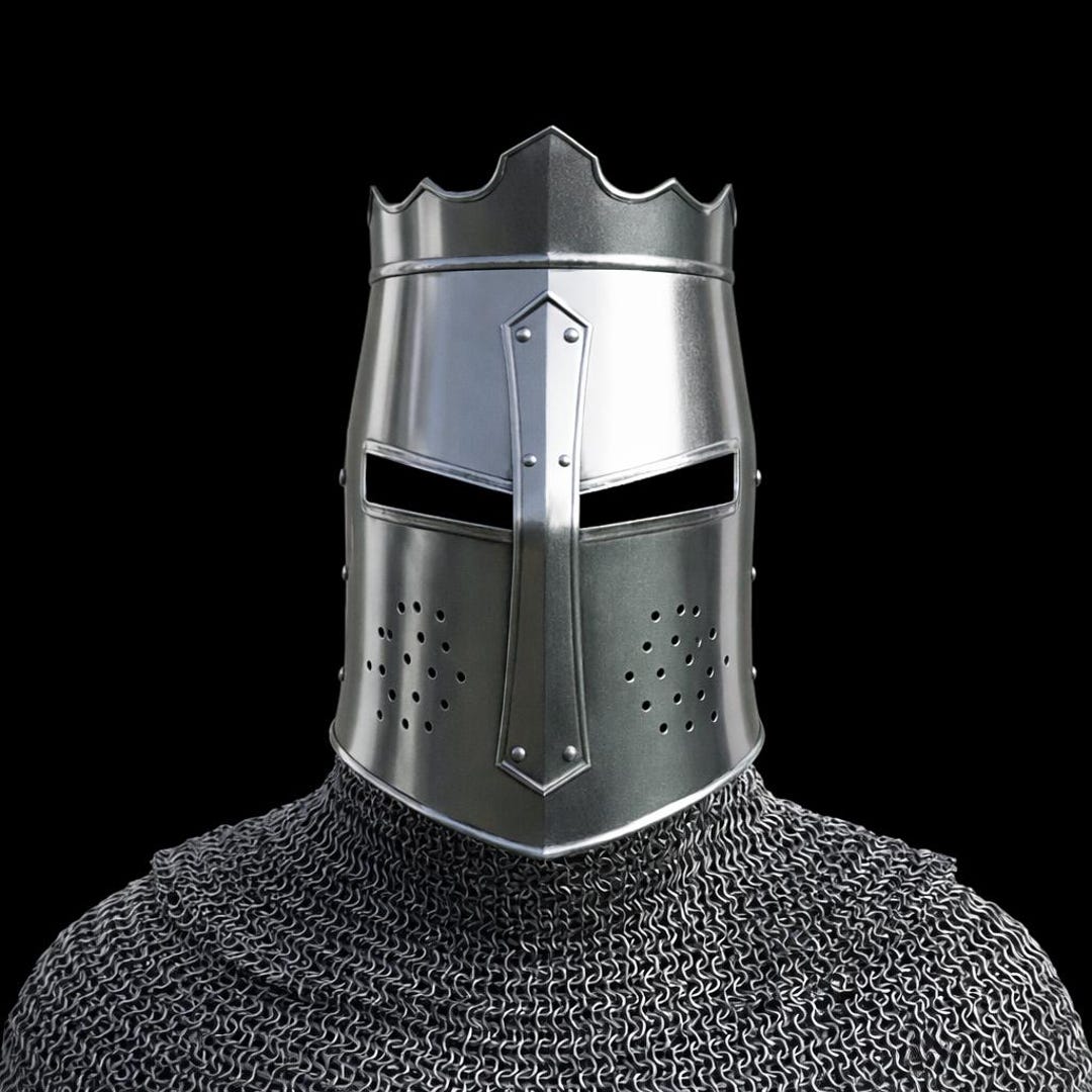 Medieval Knight Great Helm Helmet, Crusader Steel Helmet Replica ...