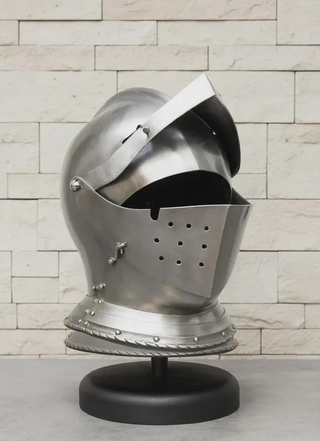 Medieval Knight Helmet With Visor, Steel Bascinet Helmet Replica ...