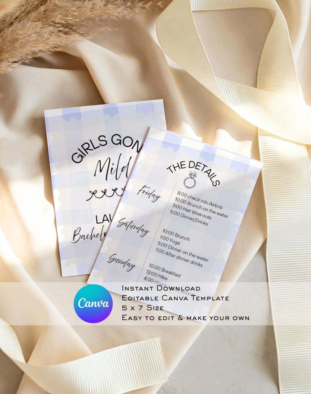 Girls Gone Mild Bachelorette Itinerary| Customizable Canva Template ...