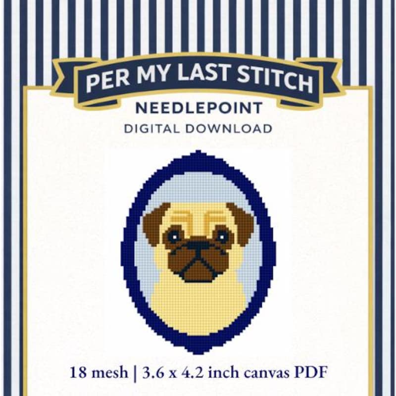 Needlepoint Canvases Pug - Etsy