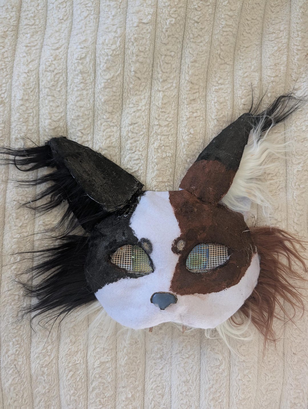 Calico White Brown Black Cat Mask With Elastic Strap Mesh Eyes Fur - Etsy
