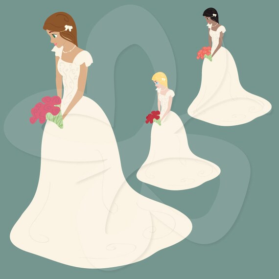 Bride Wedding Clip Art Clipart Set Commercial and Personal - Etsy