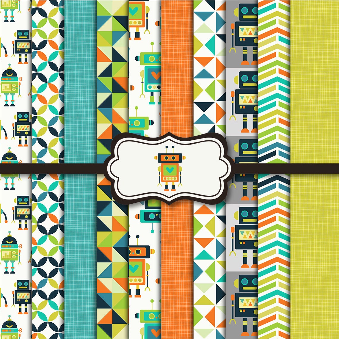 Robots Digital Paper Background Set 2 Commercial and Personal Use - Etsy