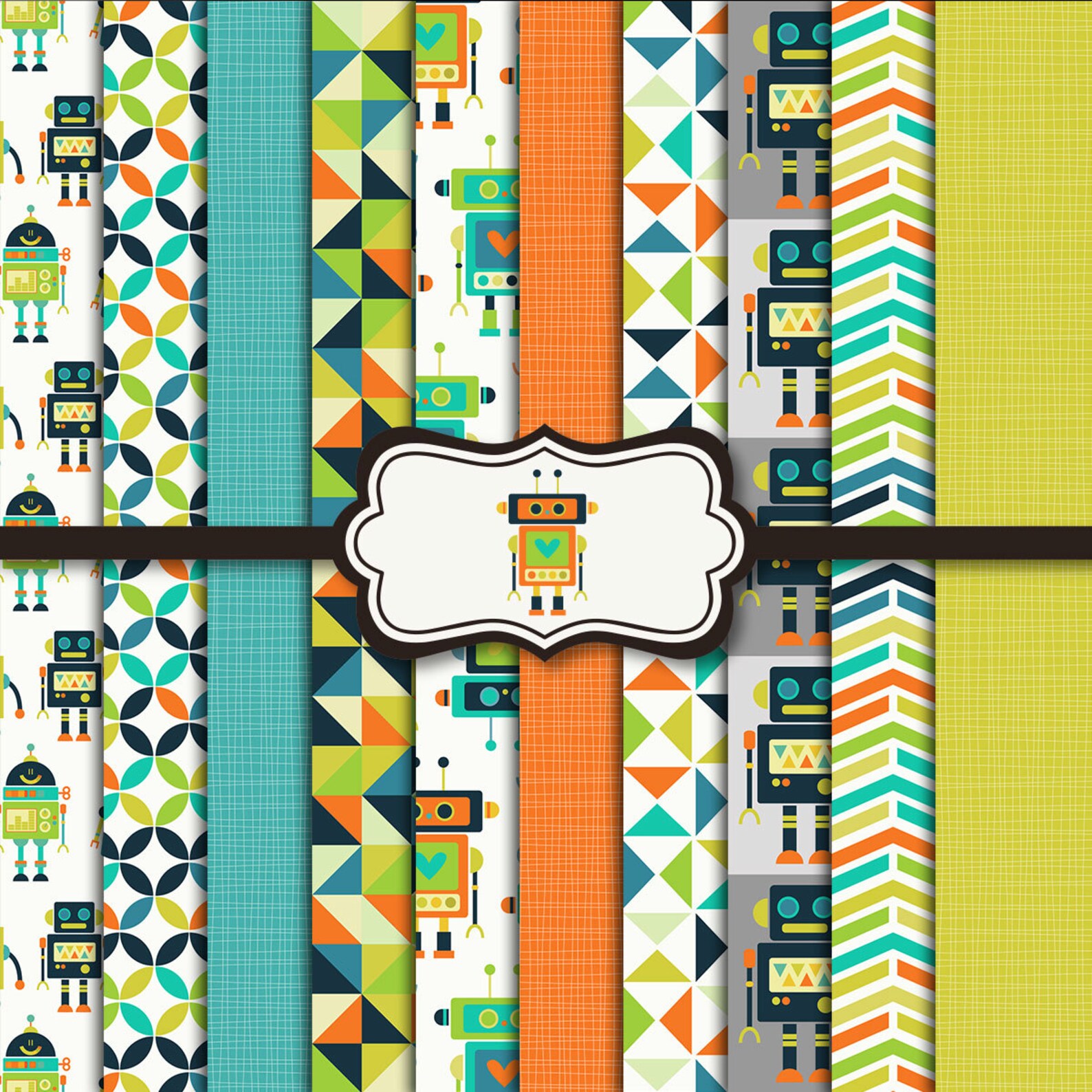 Robots Digital Paper Background Set 2 Commercial and Personal Use - Etsy