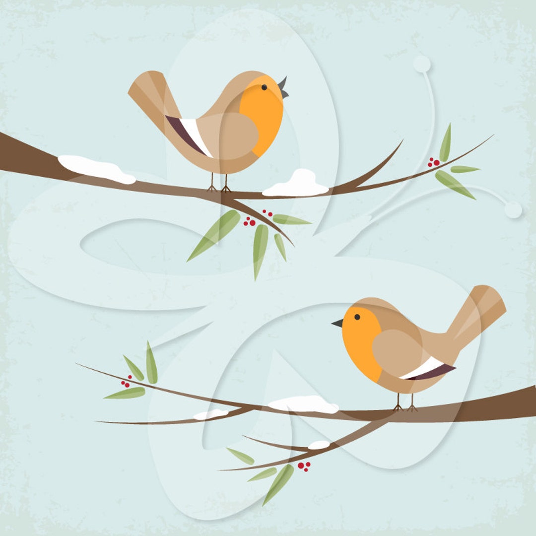 Christmas Robins Clip Art Clipart Set Commercial and - Etsy 日本