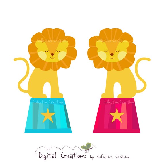 Circus Lions Digital Clipart Personal and Commercial Use | Etsy