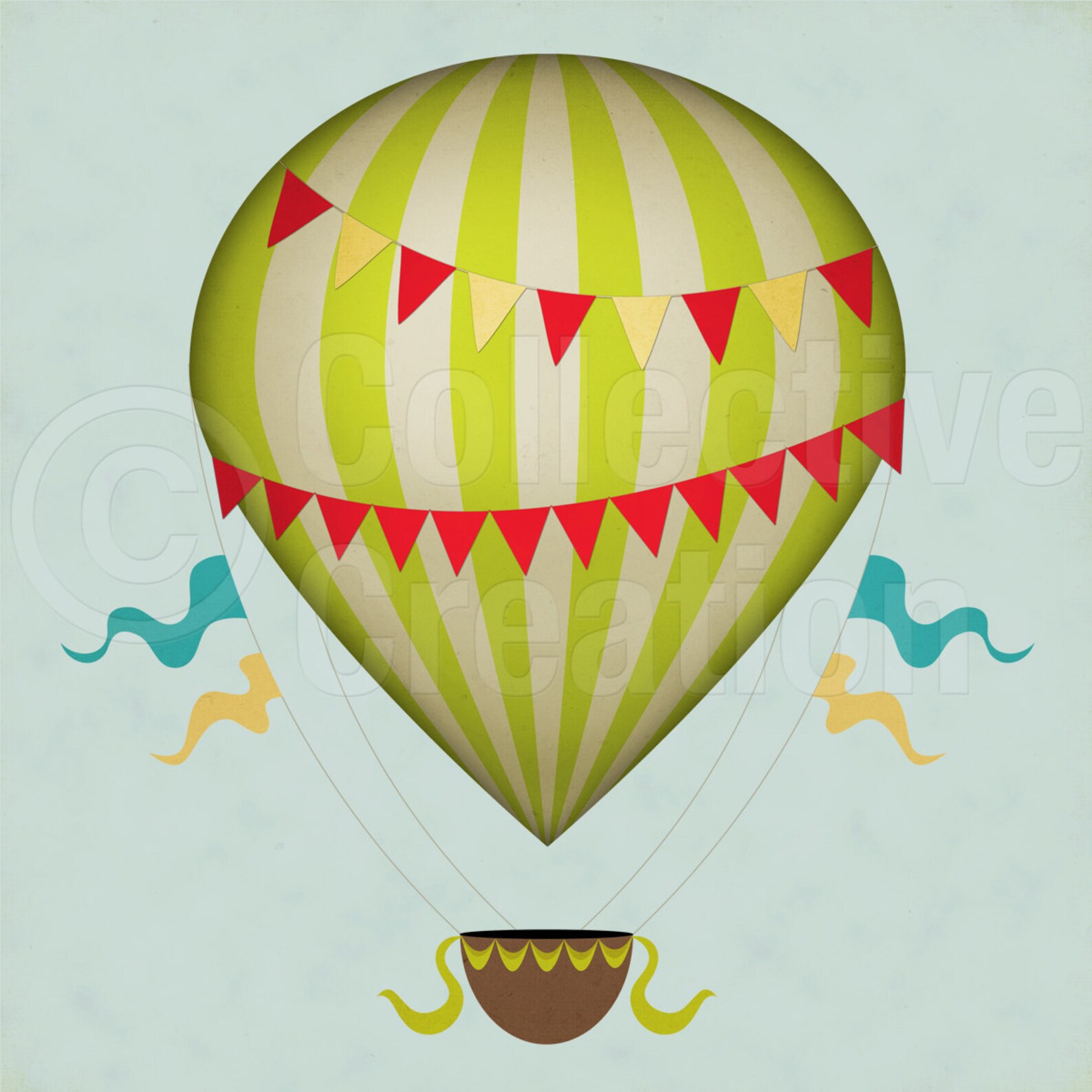 Vintage Hot Air Balloons Digital Clip Art Set Commerical And Etsy
