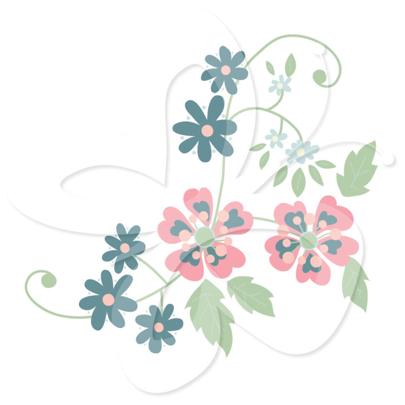 Pastel Whimsical Flower Clusters Digital Clip Art Clipart Personal and ...