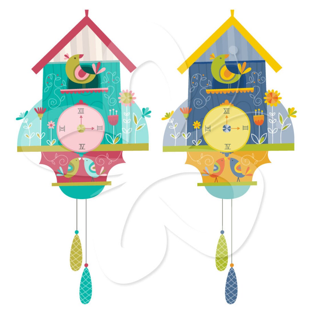 Cuckoo Clock Digital Clip Art Clipart Set Personal and Commercial Use ...