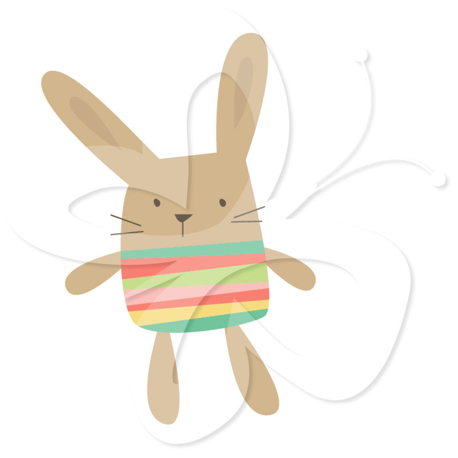 Stripey Rabbits V2 Digital Clip Art Clipart Set Personal and Commercial ...