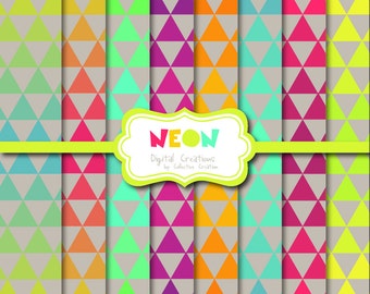 Neon Digital Paper Neon Background Digital Papers Commercial - Etsy