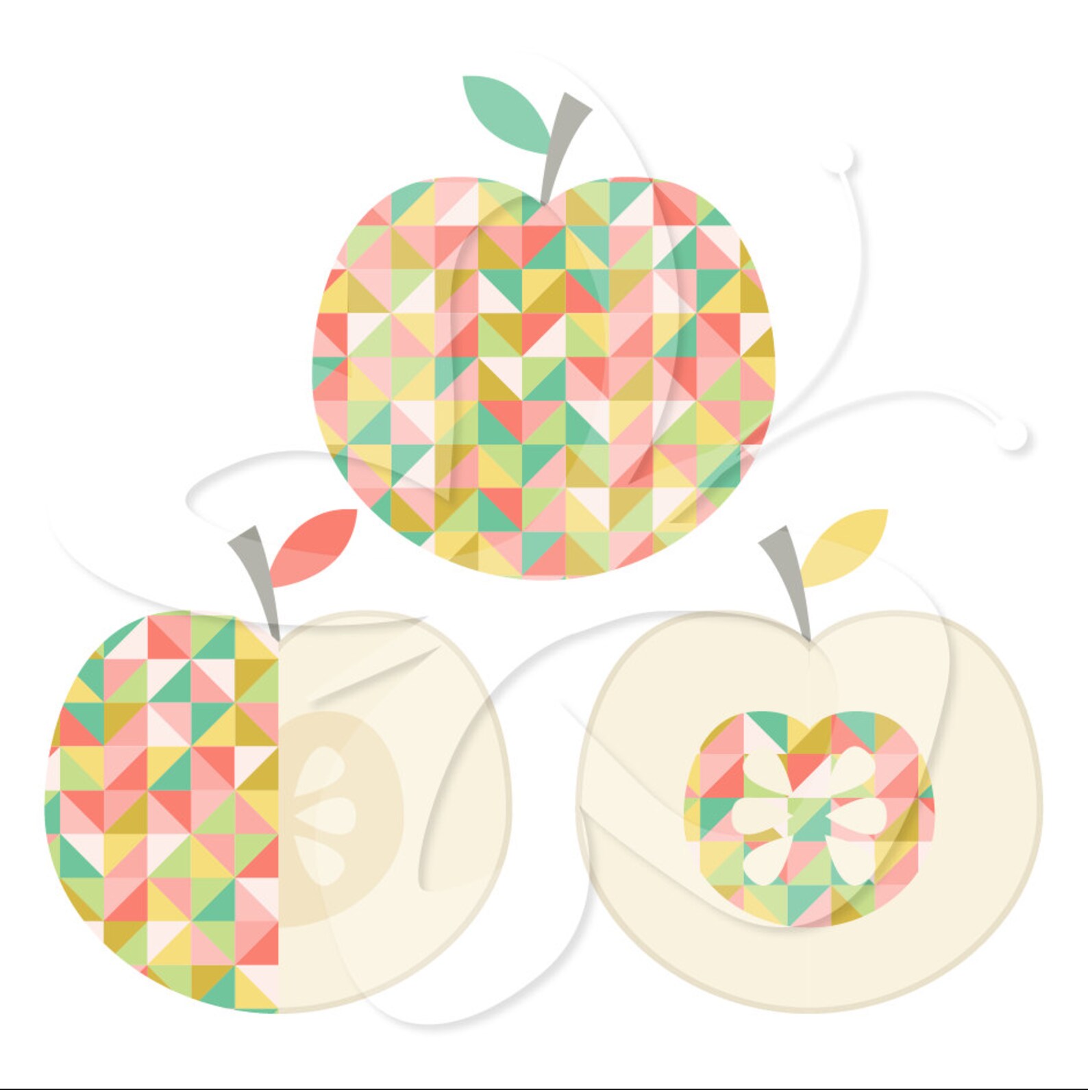 Geometric Apples Digital Clip Art Clipart Set Personal and Commercial ...