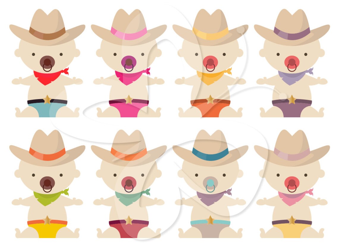 Cowboy Baby Digital Clip Art Clipart Set Personal and - Etsy