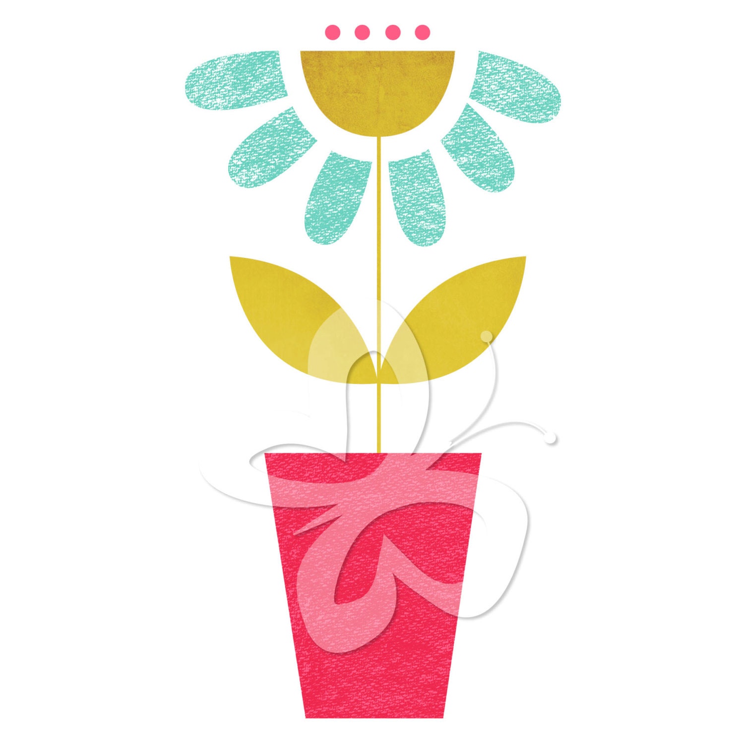 Colourful Pot Plants Digital Clip Art Clipart Set Personal and ...