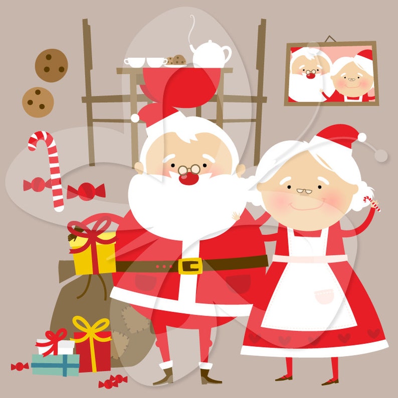 Mr and Mrs Claus Clip Art Clipart Set Commercial and | Etsy