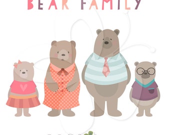 Bear Family Clipart - Etsy UK
