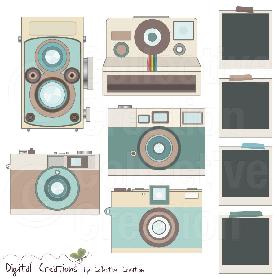 Retro Camera Digital Clip Art Clipart Set 2 Personal and - Etsy UK
