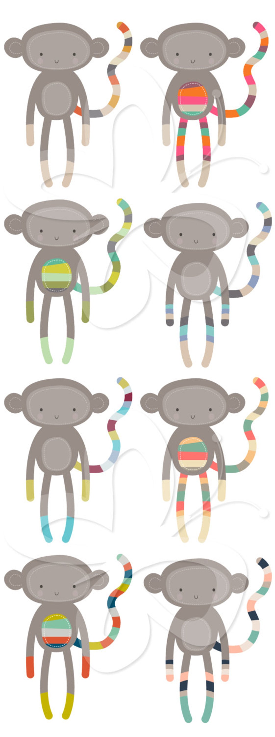 Sock Monkeys Clip Art Clipart Set Commercial and Personal Use - Etsy