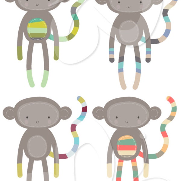 Sock Monkey Clip Art - Etsy