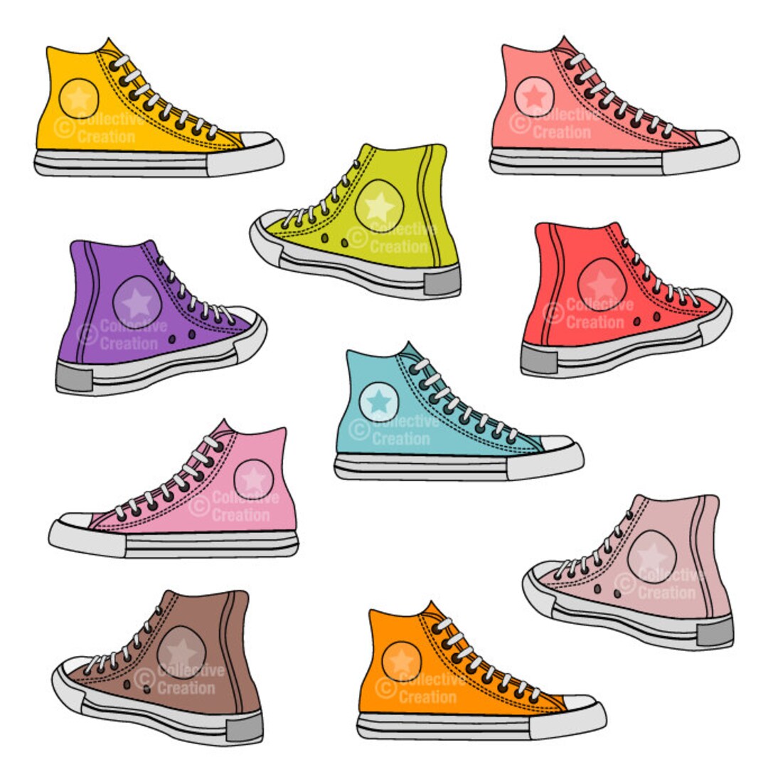 Sneakers Shoes Digital Clip Art Clipart Set Personal and Commercial Use ...