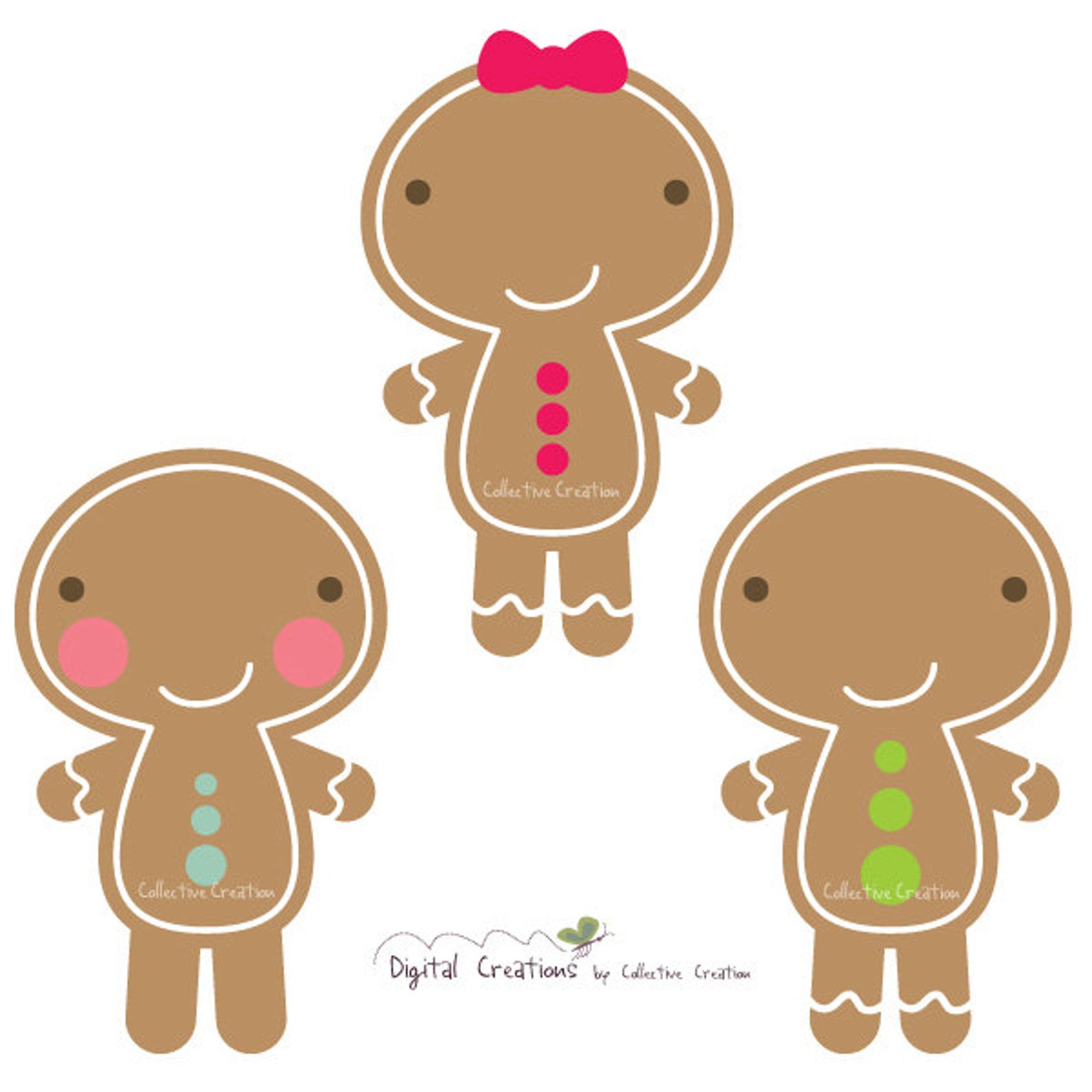 Little Gingerbread Men Digital Clip Art Personal and Commercial Use - Etsy
