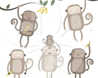 Monkey Love Digital Clipart Set-personal and Commercial Use-paper ...