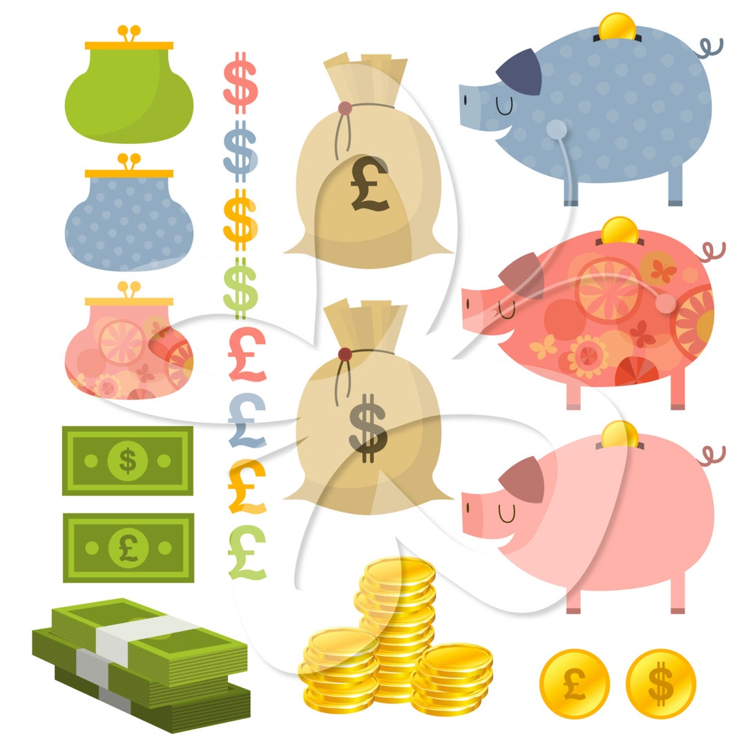 Money Digital Clip Art Clipart Set Personal and Commercial Use - Etsy